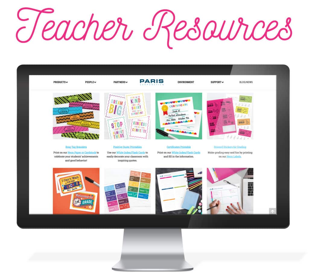 Check out our NEW Teacher Resources Page - Paris Corporation
