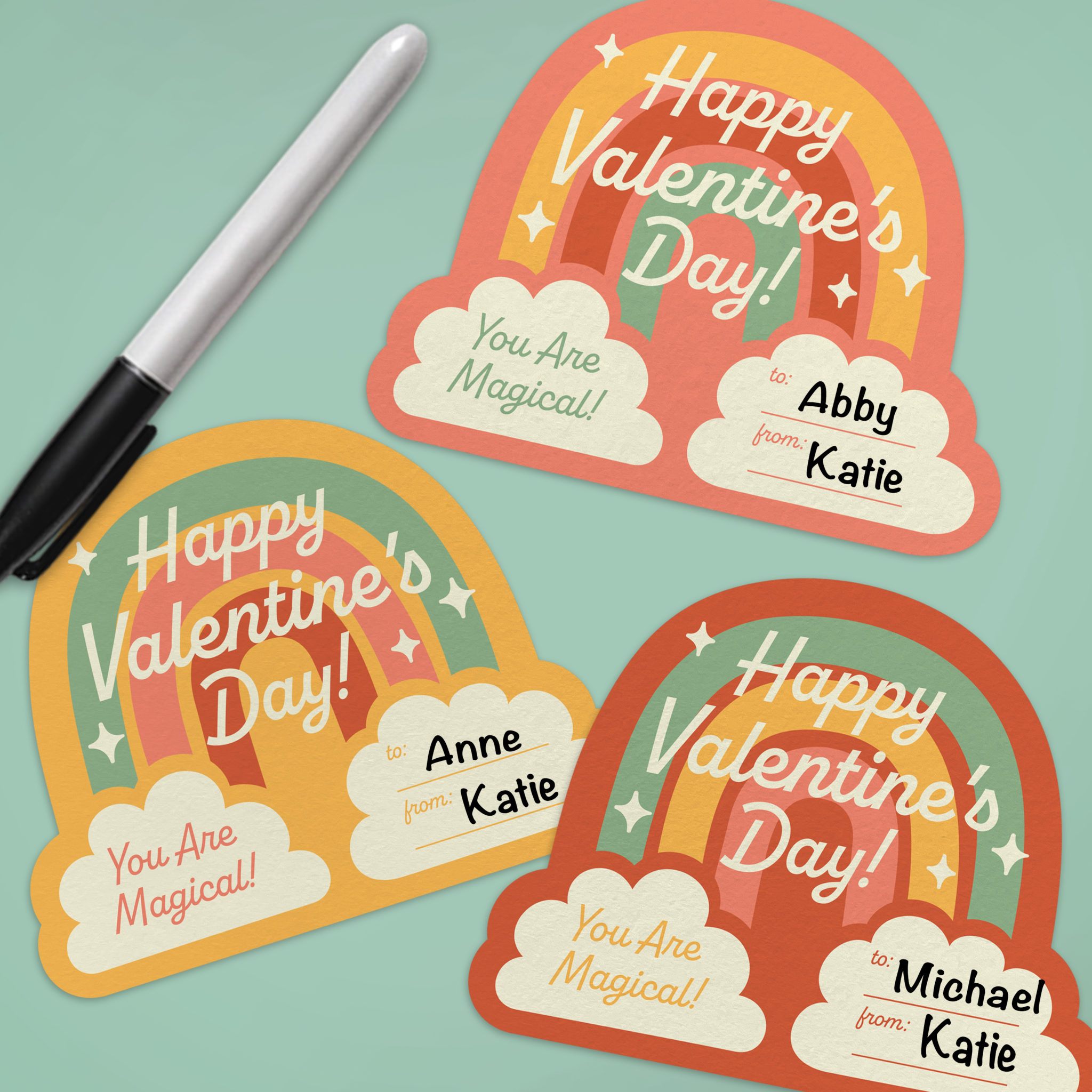 Boho Rainbow Valentines - Free Printable Download