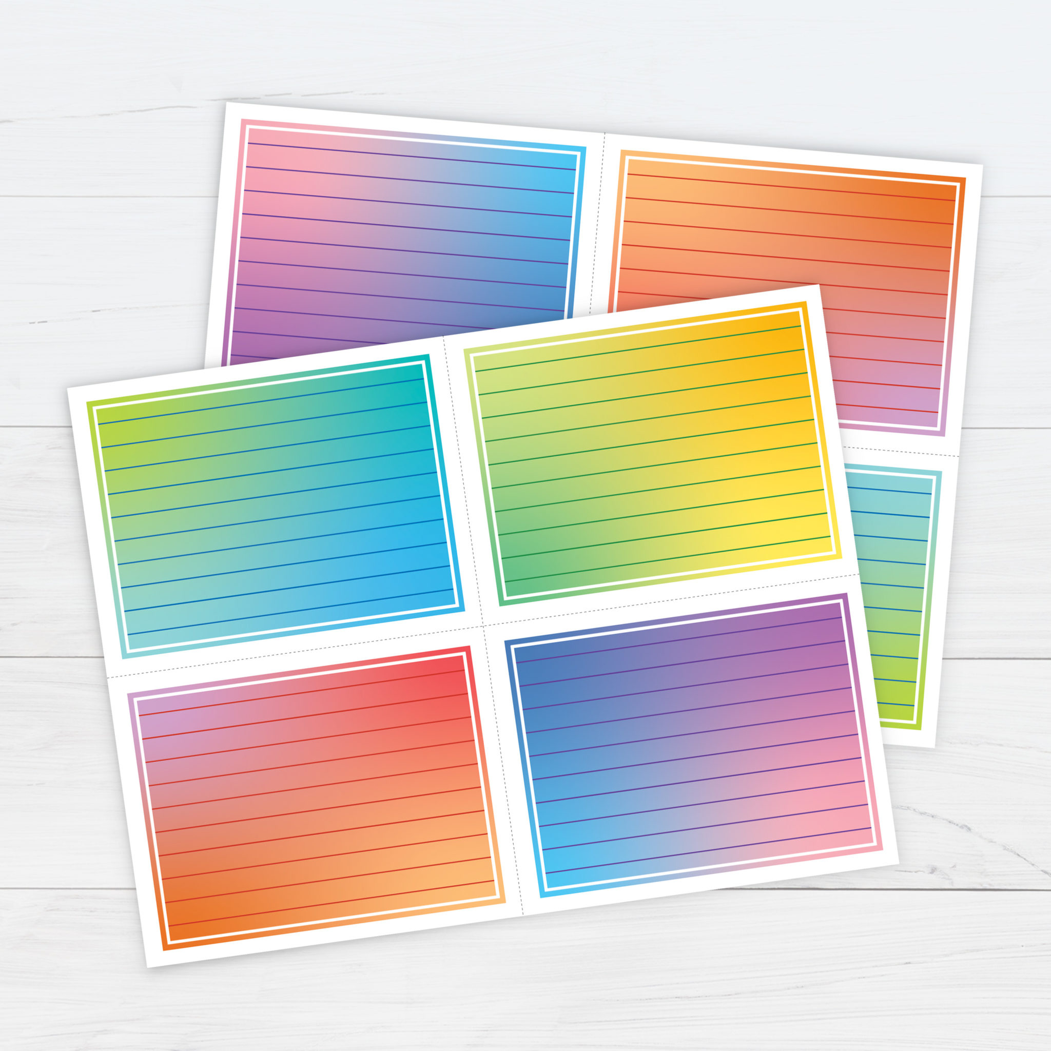 Gradient Ruled Note Cards Template - Free Printable Download