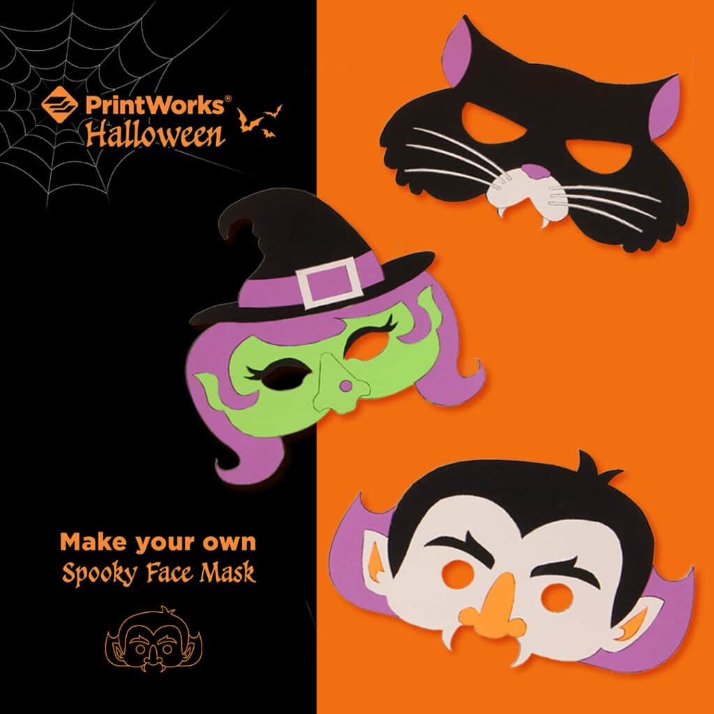 Halloween Spooky Face Mask - Template from PrintWorks